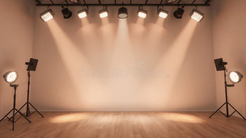 Empty Studio Space with Lighting Setup Stock Illustration ...