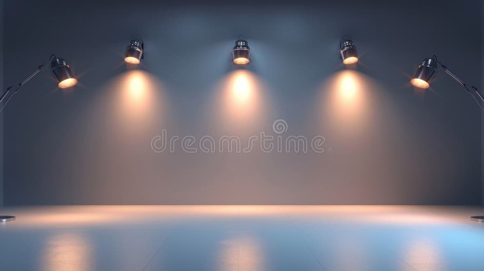 Empty Studio Space with Spotlights Illuminating a Clean Stage Stock ...