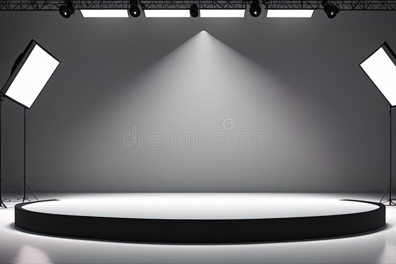 Empty Studio Studio Stage with Spotlight. 3 D Renderingempty Studio ...