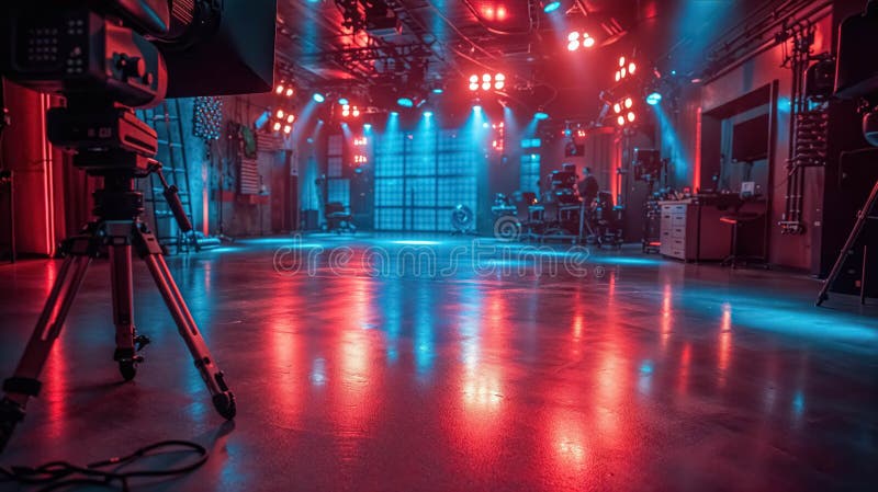 Empty Studio Where Content Creators Work. Empty Stage Awaits ...