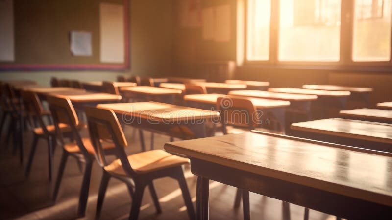 Empty Study Area within an Educational Facility, Natural Sunlight ...