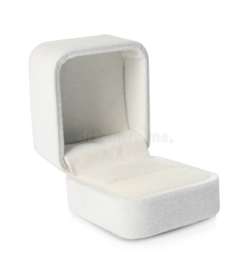 Empty Stylish Ring Box Isolated on White, Top View Stock Photo - Image ...