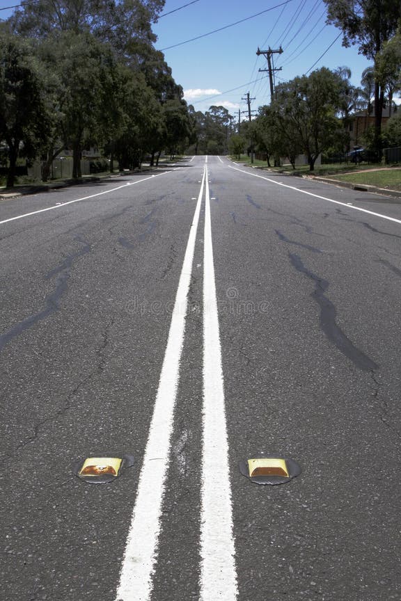 Empty Suburban Street with Line Marking Stock Image - Image of suburban ...