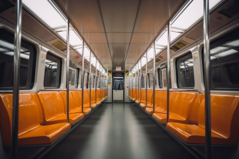 Empty Subway Car. Interior of the Metro Train with Seats Stock Image ...