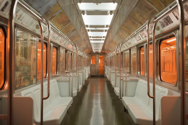Empty Subway Car Interior during Off-peak Hours Stock Illustration ...