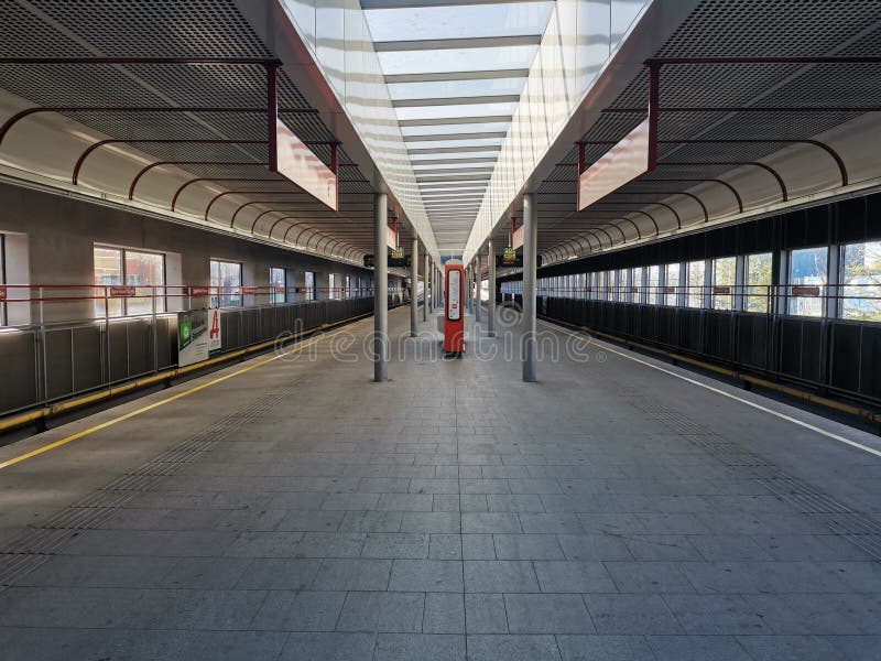 Empty Subway Over Ground Station Editorial Photography - Image of track ...