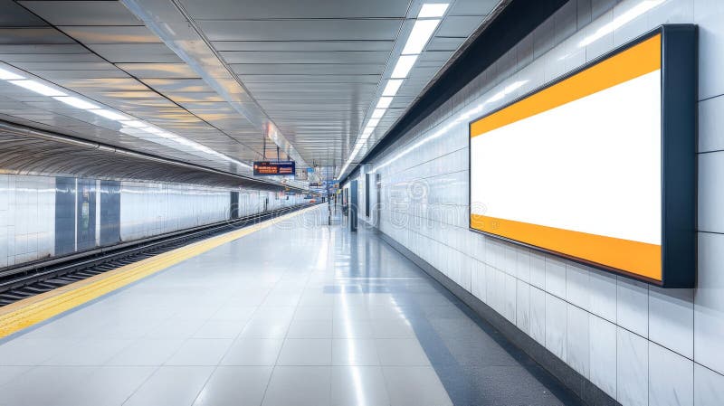 Empty Subway Platform with Blank Advertisement Stock Illustration ...
