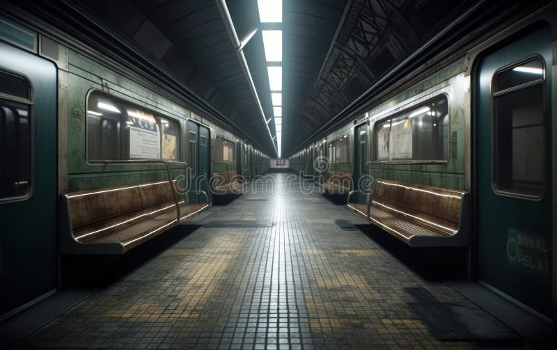 Empty Subway Platform. Created by Generative Artificial Intelligence ...
