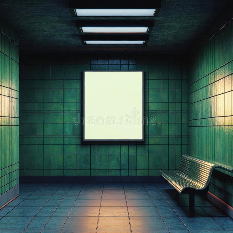 Empty Subway Station with Blank Advertisement Stock Illustration ...