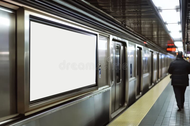 Empty Subway Station with Blank Billboard, Modern Design, Urban Setting ...