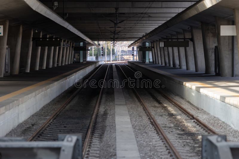 An Empty Subway Track in a Station. Stock Image - Image of europe ...