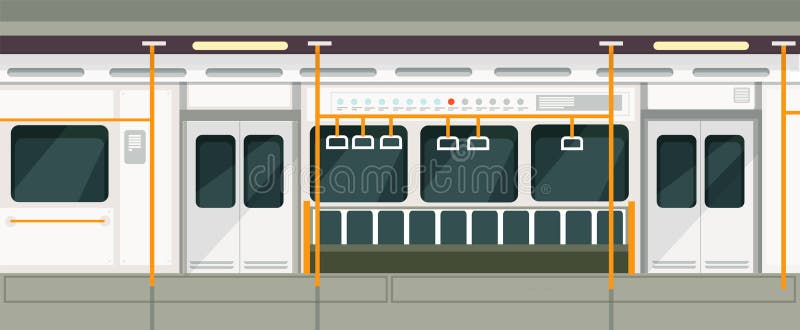 Subway Inside with People Man and Waman. Metro Platform and Train ...