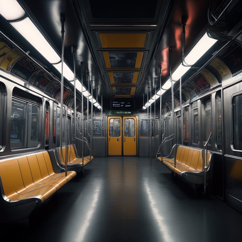 Empty Subway Train Interior in Diminishing Perspective Stock ...