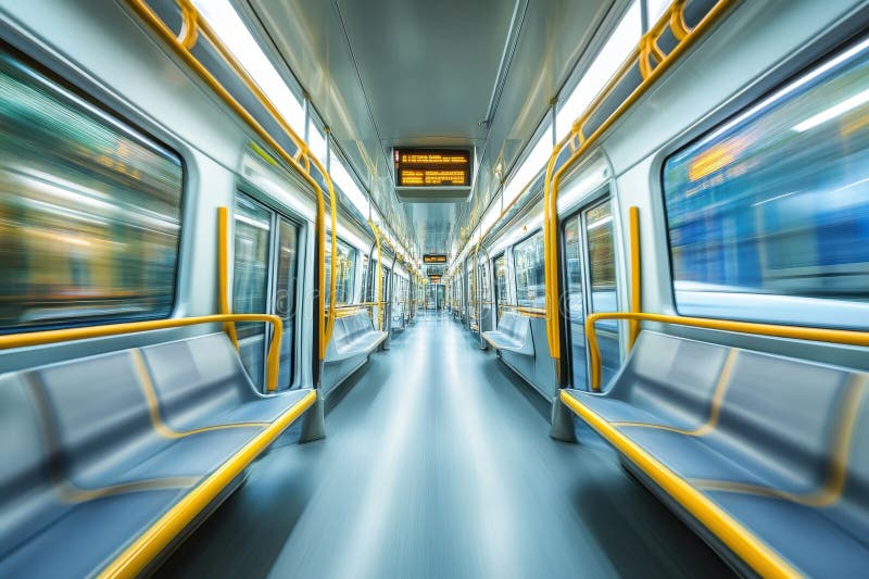 Empty Subway Train Interior Showcases Modern Design and Sleek Lines ...