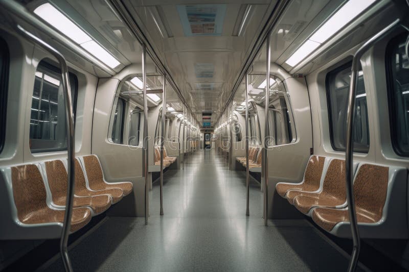Interior of Empty Subway Train Wagon. Public Transport. Generative AI ...