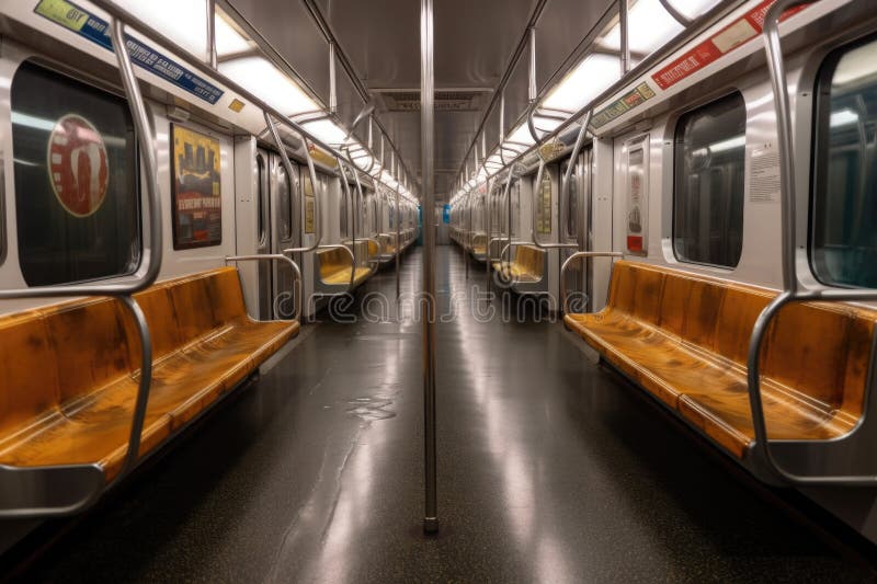 Interior of Empty Subway Train Wagon. Public Transport. Generative AI ...