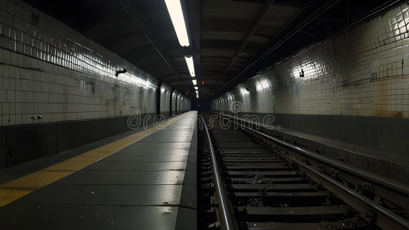 An Empty Subway Tunnel Captured from Ground Level Stock Illustration ...