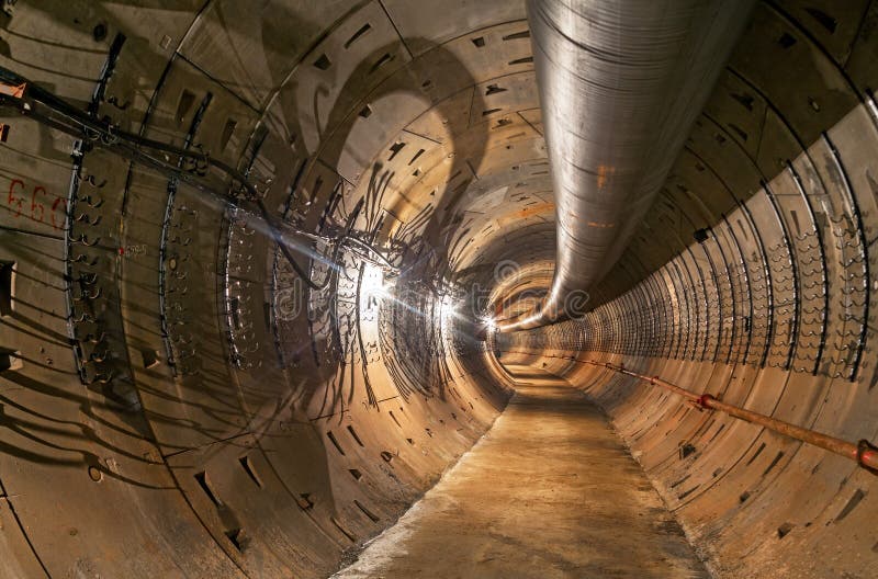 Empty Subway Tunnel Under Construction Stock Photo - Image of concrete ...