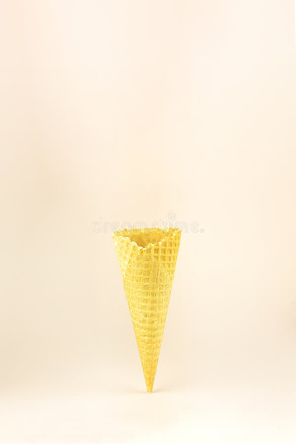 Empty Sugar Waffle Cone on Beige Pastel Background Stock Image - Image ...