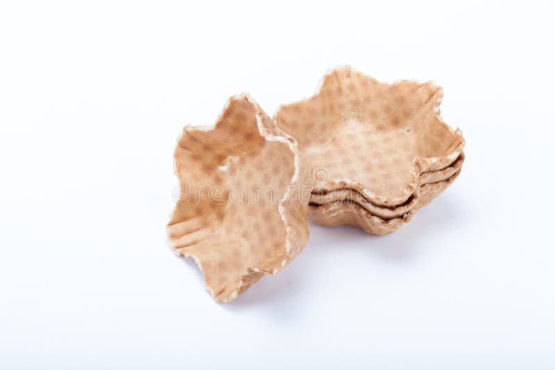 Empty Sugar Waffle Cones for the Ice Cream on White Bac Stock Photo ...
