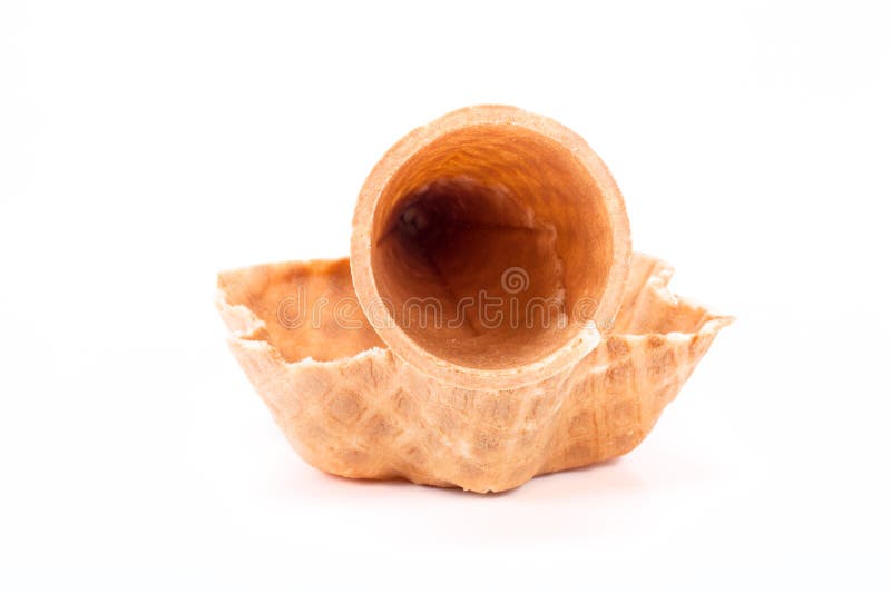 Empty Sugar Waffle Cones Ice Cream on White Background Stock Photo ...