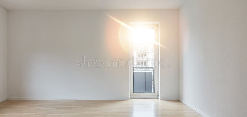 Empty Sunny Room As Living Room with Balcony Stock Image - Image of ...