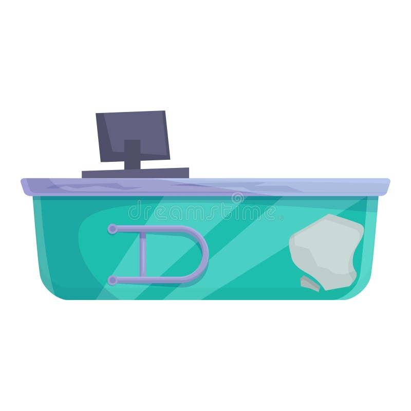 Empty Supermarket Checkout Counter with Computer and Broken Detail ...