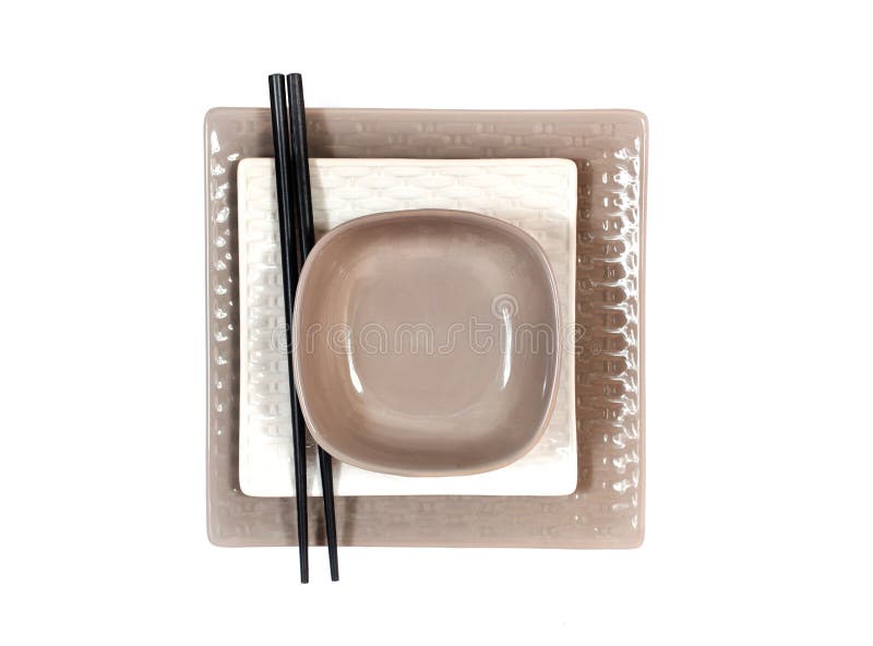 Empty Sushi Set of Dishes Isolated on White Background Top View Stock ...