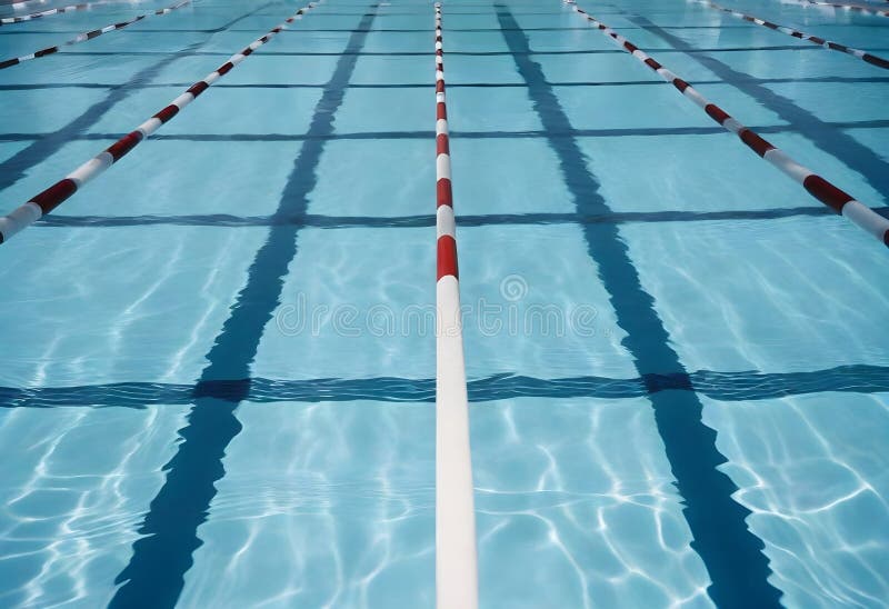 An Empty Swimming Pool with Clear Water and Lane Markers Stock ...