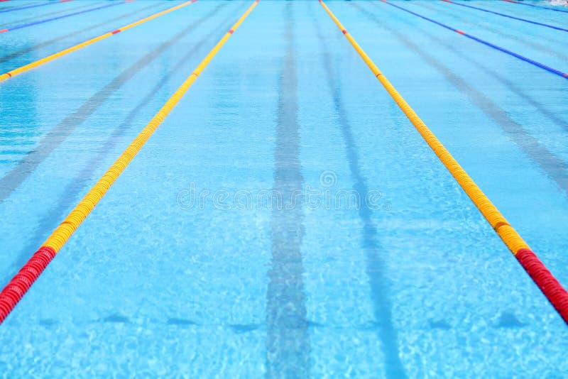 Empty Swimming Pool with Competition Lanes for Background. Stock Image ...