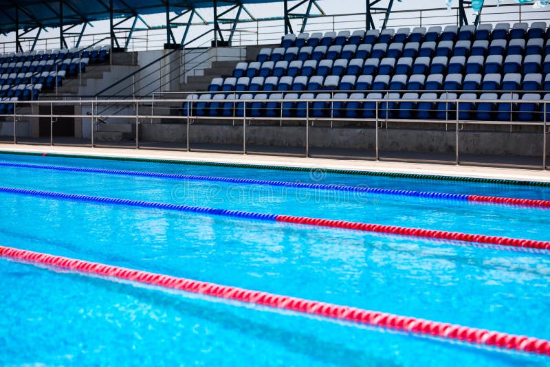 Empty Swimming Pool with Competition Lanes for Background. Stock Photo ...