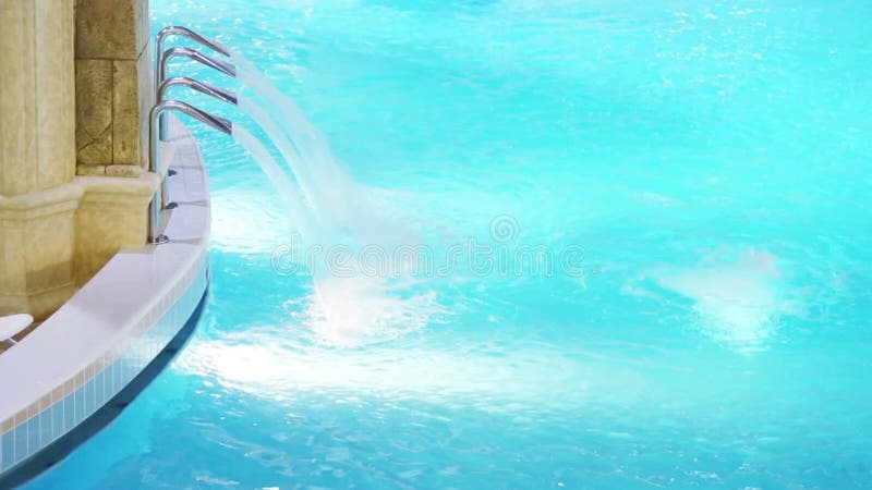Empty Swimming Pool with Four Waterfall Jets with Stock Footage - Video ...