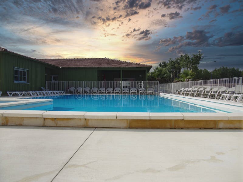 An Empty Swimming Pool in a Hotel Stock Photo - Image of blue, relax ...