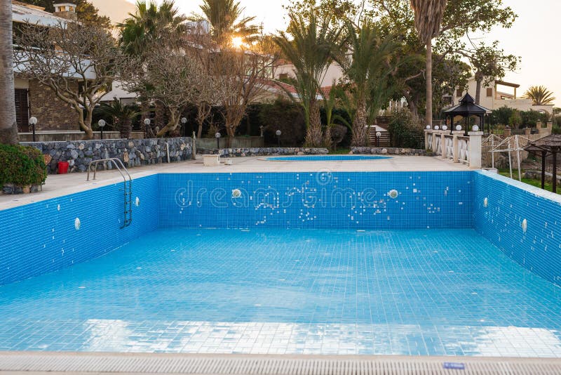 Empty Swimming Pool with Metal Ladder. Stock Photo - Image of dirty ...
