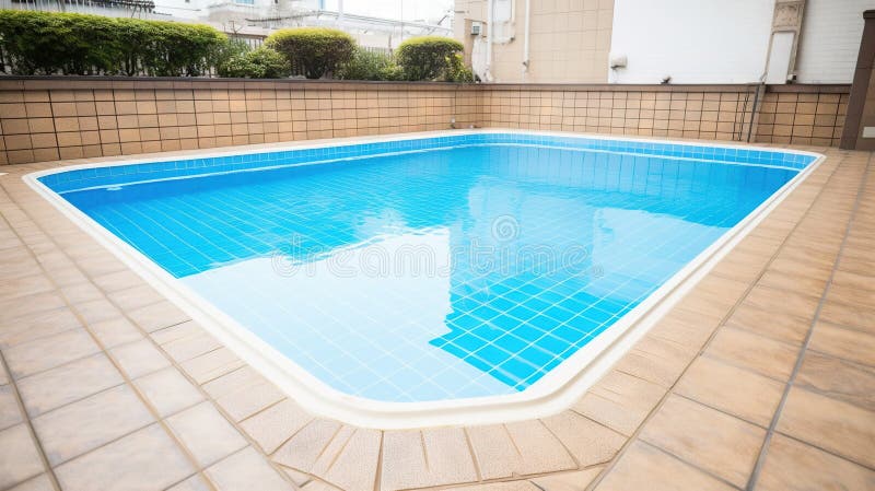 An Empty Swimming Pool with a Tiled Floor and a Tiled Wall Stock ...