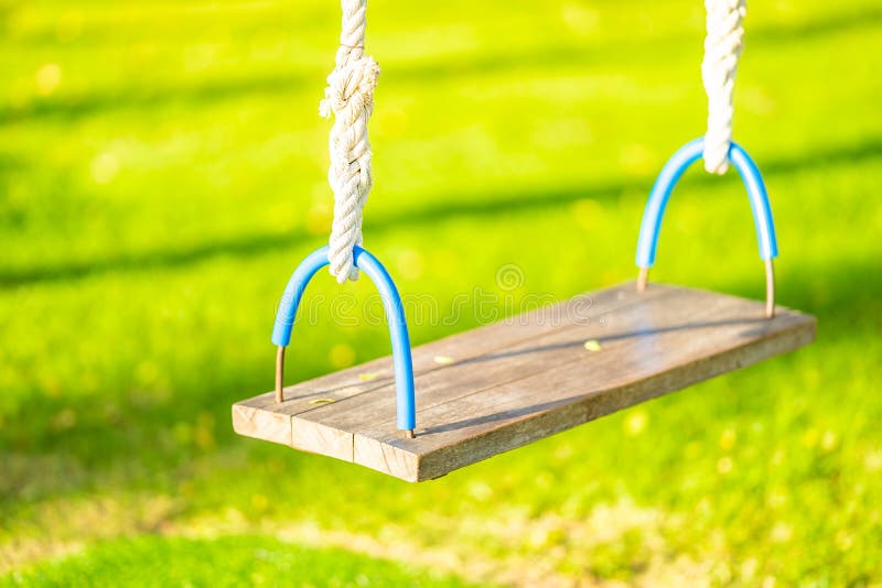 Empty Swing in the Garden Park Stock Image - Image of swinging, child ...