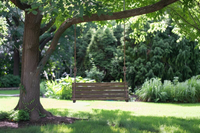 Empty Swing Hanging from Tree Branch Stock Photo - Image of summer ...