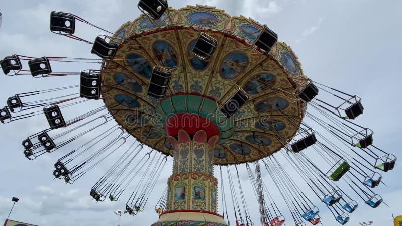 Empty Swing Ride at the Fair Amusement Park Carnival Ride Stock Footage ...