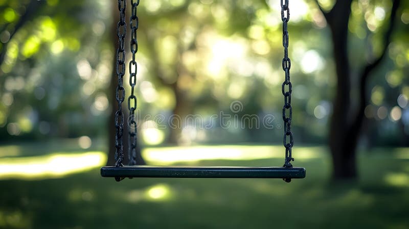 Empty Swing Set in a Park Setting Stock Image - Image of leisure, grass ...