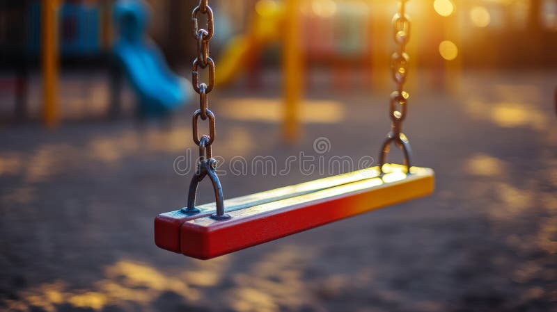 Empty Swing Sunset Playground Nostalgic Serene Stock Photos - Free ...