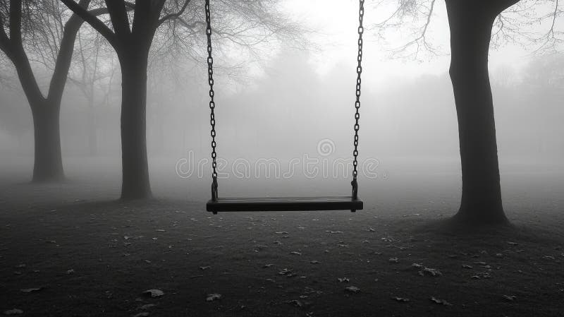 Empty Swing: a Swing Hanging Still in a Playground. Stock Photo - Image ...