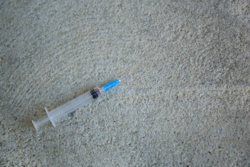 Empty Syringe on Stone Surface, Top View. Space for Text Stock Photo ...