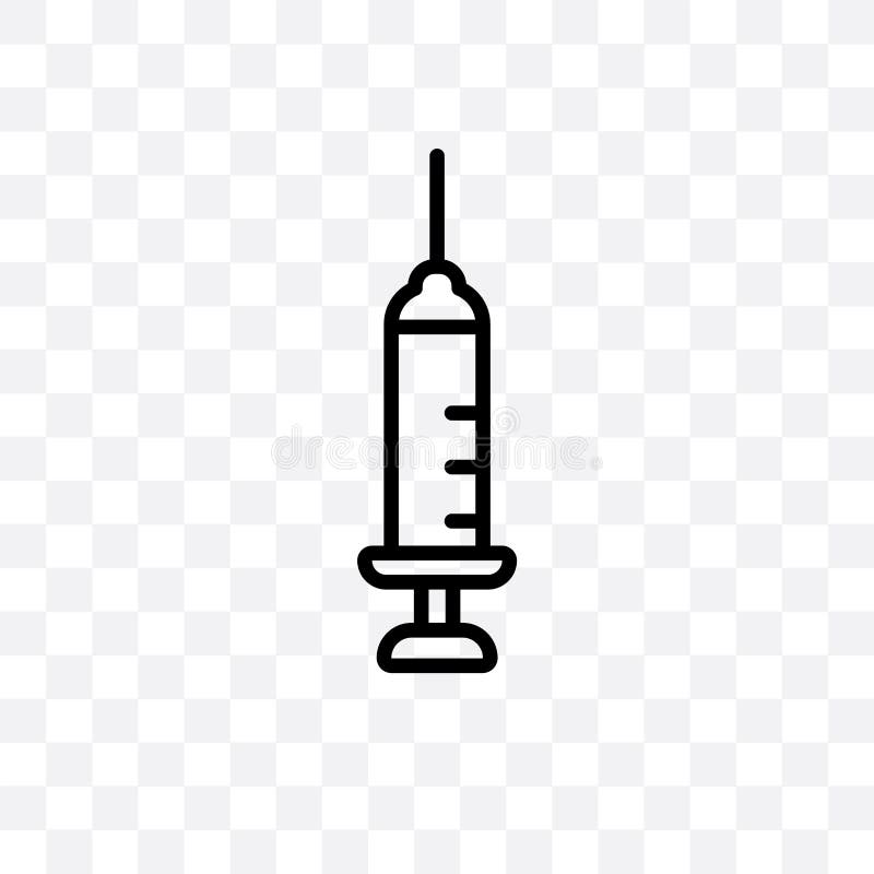 Empty Syringe Vector Linear Icon Isolated on Transparent Background ...