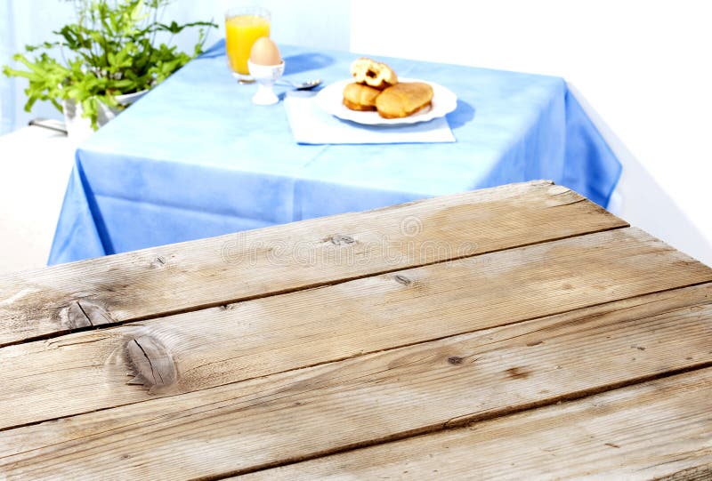 Breakfast Cups and Fruit. Spring Tulips on the Table. Wooden Table in a ...