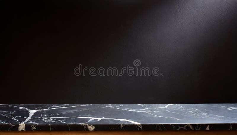 Empty Table Black Marbleon Black Wall Background. for Product Showing ...