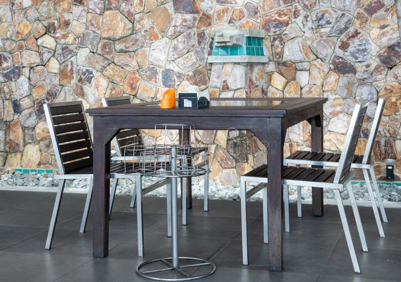Empty table and chair stock photo. Image of nature, canteen - 137492622