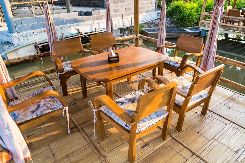 Empty Table and Chair Decoration in Restaurant Interior Stock Image ...