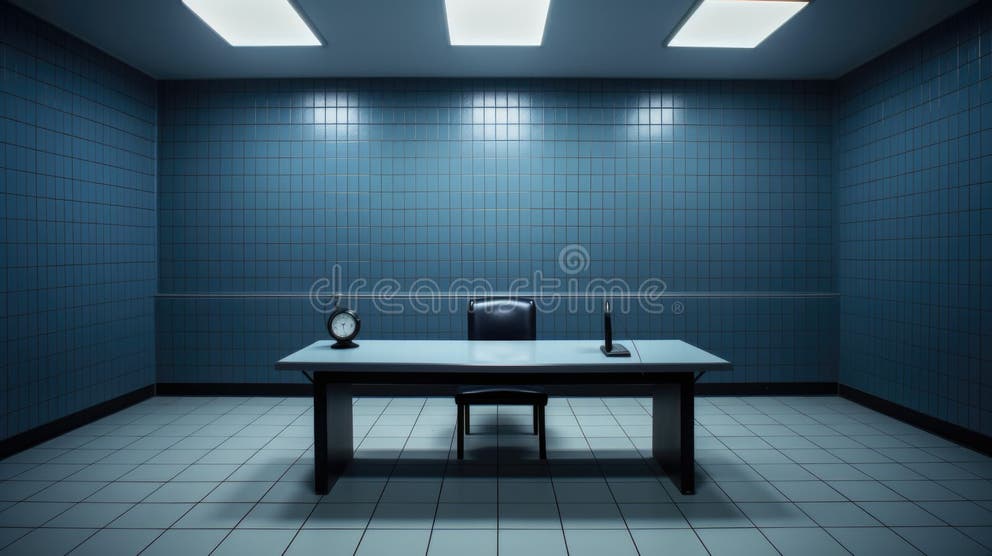 An Empty Table and Chair with in Interrogation Room, Investigation Room ...