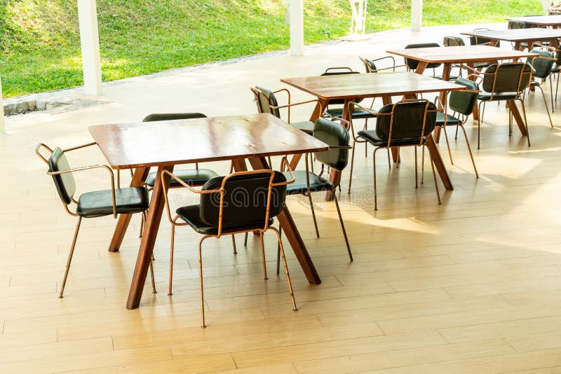 Empty table and chair stock image. Image of metal, decoration - 154459691