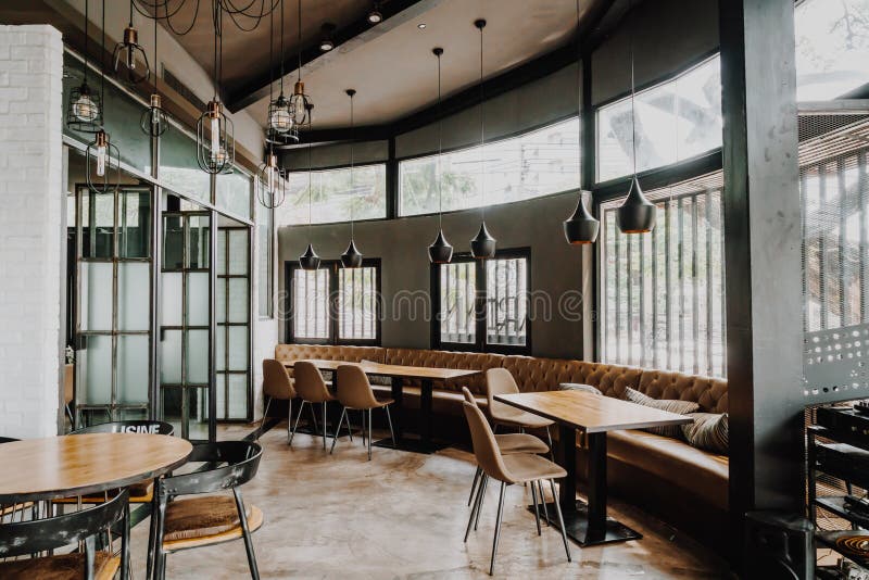 Empty Table and Chair in Restaurant and Cafe Stock Photo - Image of ...